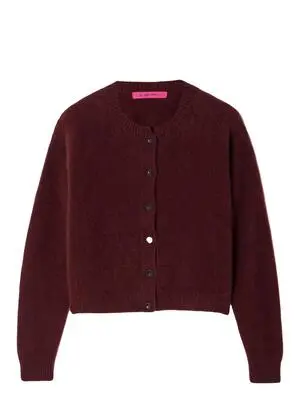 THE ELDER STATESMAN Burgundy Cashmere Cardigan - Wine Red