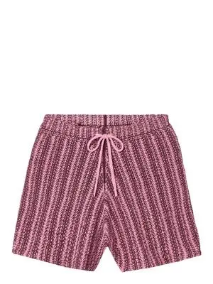 THE ELDER STATESMAN Striped Crocheted Cotton Shorts - Pink