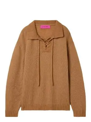 THE ELDER STATESMAN Oversized Tie-front Sweater - Brown