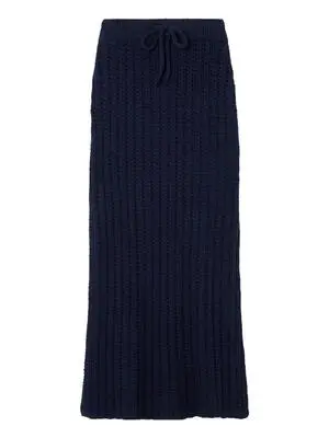 THE ELDER STATESMAN Hollow Knit Maxi Skirt - Blue