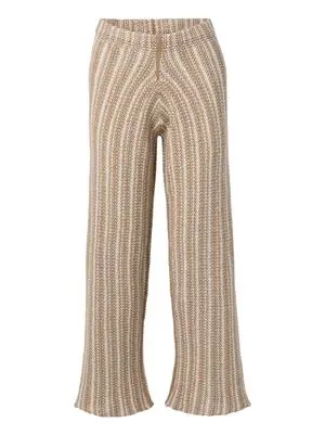 THE ELDER STATESMAN Cotton Striped Knit Trousers - Nude