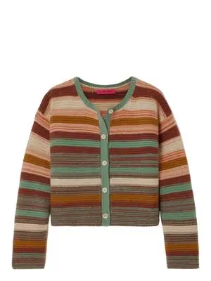 THE ELDER STATESMAN The Elder Statesman Striped Cashmere Cropped Cardigan