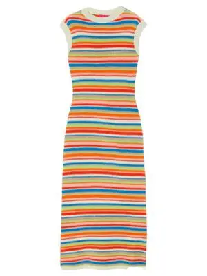 THE ELDER STATESMAN Striped Cashmere Maxi Dress - Orange