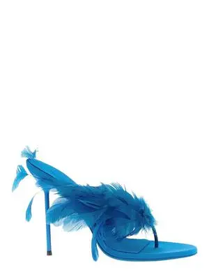 Paris Texas Lidia Feather Thong Mules - No