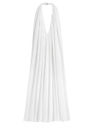 Jacquemus Halterneck Flared Midi Dress - White
