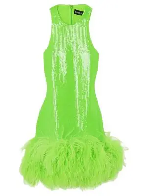 DAVID KOMA David Koma Feather-Trimmed Sequin Mini Dress