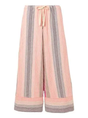 LEMLEM Handwoven Striped Wide-leg Trousers - Nude
