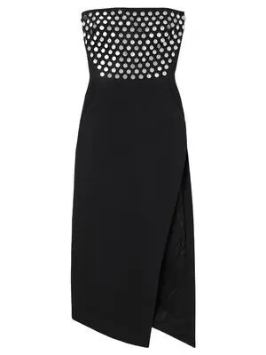 David Koma Strapless Midi Dress With Sequins And Slit - Black