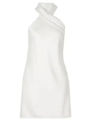 Galvan Halterneck Satin Mini Dress - White