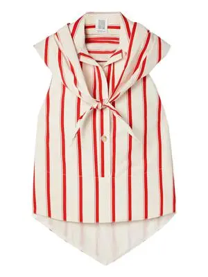 Rosie Assoulin Sleeveless Striped Shirt With Scarf Collar - White