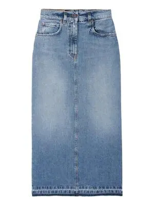FORTELA Vintage Denim Midi Skirt - Blue