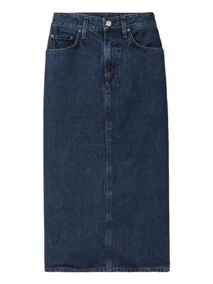 GOLDSIGN Straight-cut Denim Midi Skirt - Blue