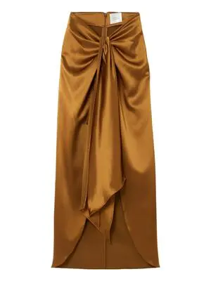 Galvan Asymmetric Satin Maxi Skirt - No