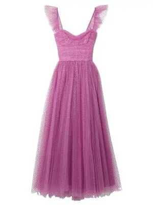 Monique Lhuillier Ruched Sweetheart Neckline Dress - Pink