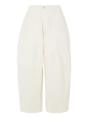 LAUREN MANOOGIAN High-waisted Wide-leg Cotton Trousers - White