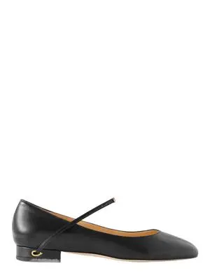 Jennifer Chamandi Leather Mary Jane Flats - Black