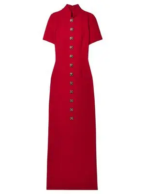 ANDREW GN Andrew Gn Red Embellished Brooch Dress