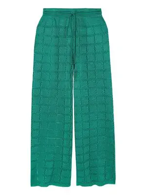 Calle Del Mar Knitted Wide-leg Trousers - Green