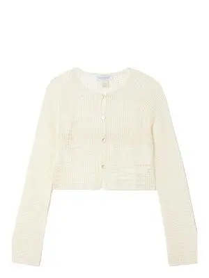 Calle Del Mar Cropped Crochet Cardigan - White