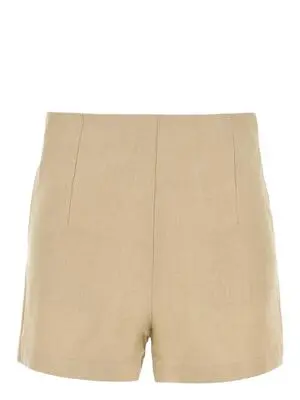 Le Kasha Italian Linen High-waisted Shorts - Nude