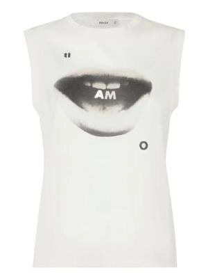 Fendi Fendi Graphic-Print Sleeveless Top Ivory