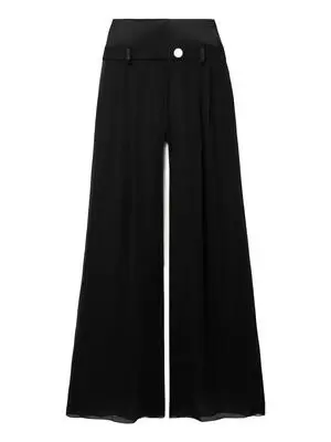 Galvan Embellished Satin-trimmed Georgette Wide-leg Pants - No