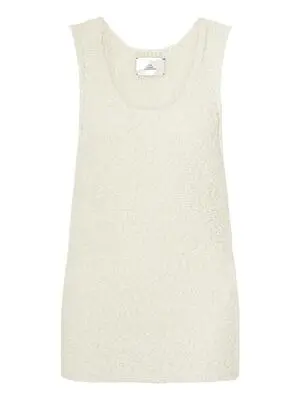 THE ELDER STATESMAN Textured Knit Cashmere And Linen-blend Tank - Off White