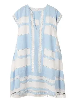 LEMLEM Striped Fringed Mini Skirt - Blue
