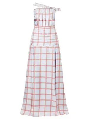 EMILIA WICKSTEAD Estella Pleated Checked Silk-twill Gown - White