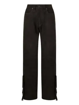 Ralph Lauren Tie Detailed Suede Wide-leg Pants - No