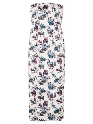 EMILIA WICKSTEAD Strapless Floral-print Midi Dress - White