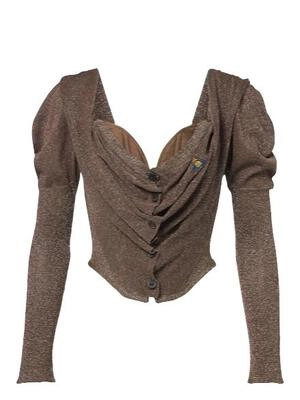 VIVIENNE WESTWOOD Bea Knitted Lamé Corset Top - Brown