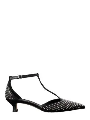 AEYDĒ Aeyde Studded Leather T-Bar Pumps