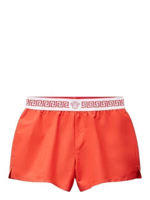 Versace Swim Shorts With Logo Waistband - Red