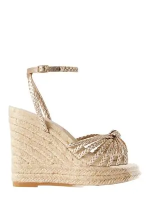 LOEFFLER RANDALL Metallic Braided Platform Wedge Sandals - Nude