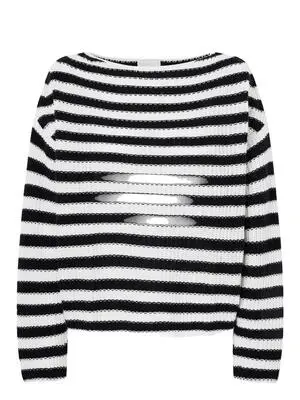 ALLUDE Allude Striped Cotton Cashmere-Blend Sweater