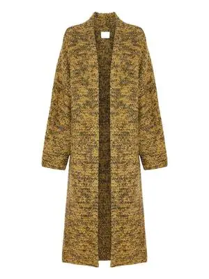 THE ELDER STATESMAN Textured Knit Maxi Cardigan - Green