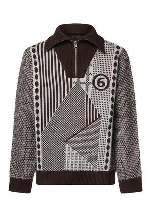 MAISON MARGIELA Logo Intarsia Zip-neck Jumper - Black