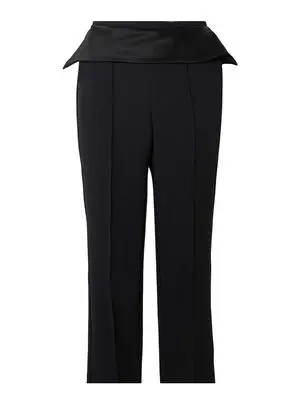 Maticevski Crepe Straight-leg Pants With Satin Trim - Black