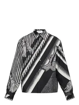 Versace Tassel-print Silk Shirt - Black
