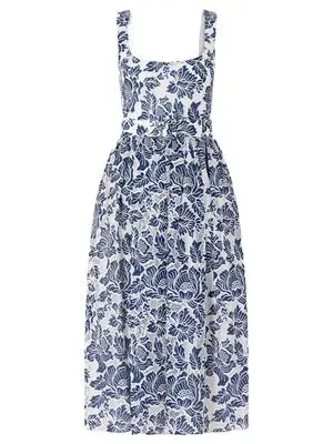 Borgo De Nor Floral Cotton Maxi Dress - Blue