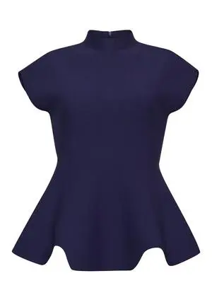 Cara Cara Joanie Milano Stitch Mockneck Peplum Top - Navy
