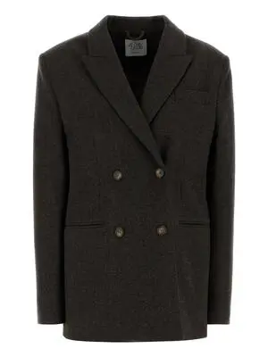 LE SULLY STUDIO Dark Stretch Wool Blend Blazer - Brown