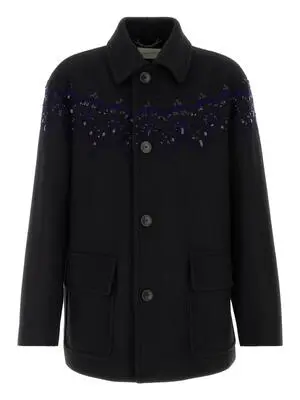DRIES VAN NOTEN Dries Van Noten Wool Blend Coat With Sequined Embroidery