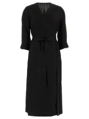 UMA WANG Viscose Blend Wrap Dress - Black