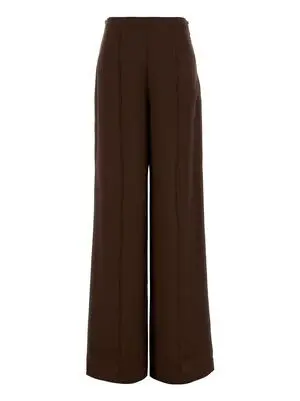 TALLER MARMO Chocolate Crepe Wide-leg Pants - Brown