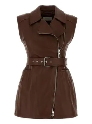 Sportmax Leather Vest - Brown