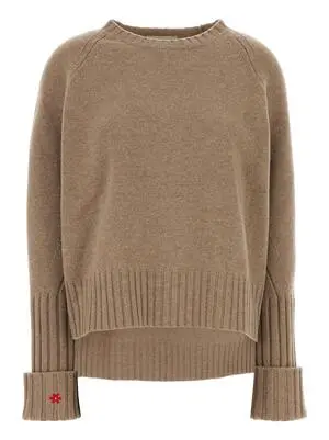 Tory Burch Wool Sweater With Floral Embroidery - Light Brown