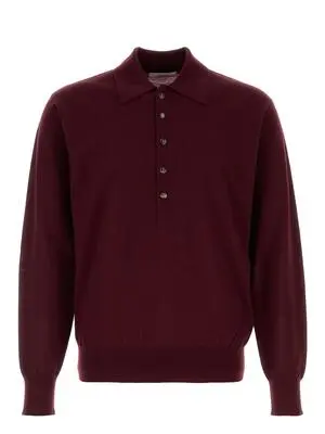 Dries Van Noten Ribbed Merino Wool Polo Sweater - Purple