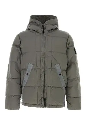 Stone Island Quilted Nylon Hooded Down Jacket - Grey